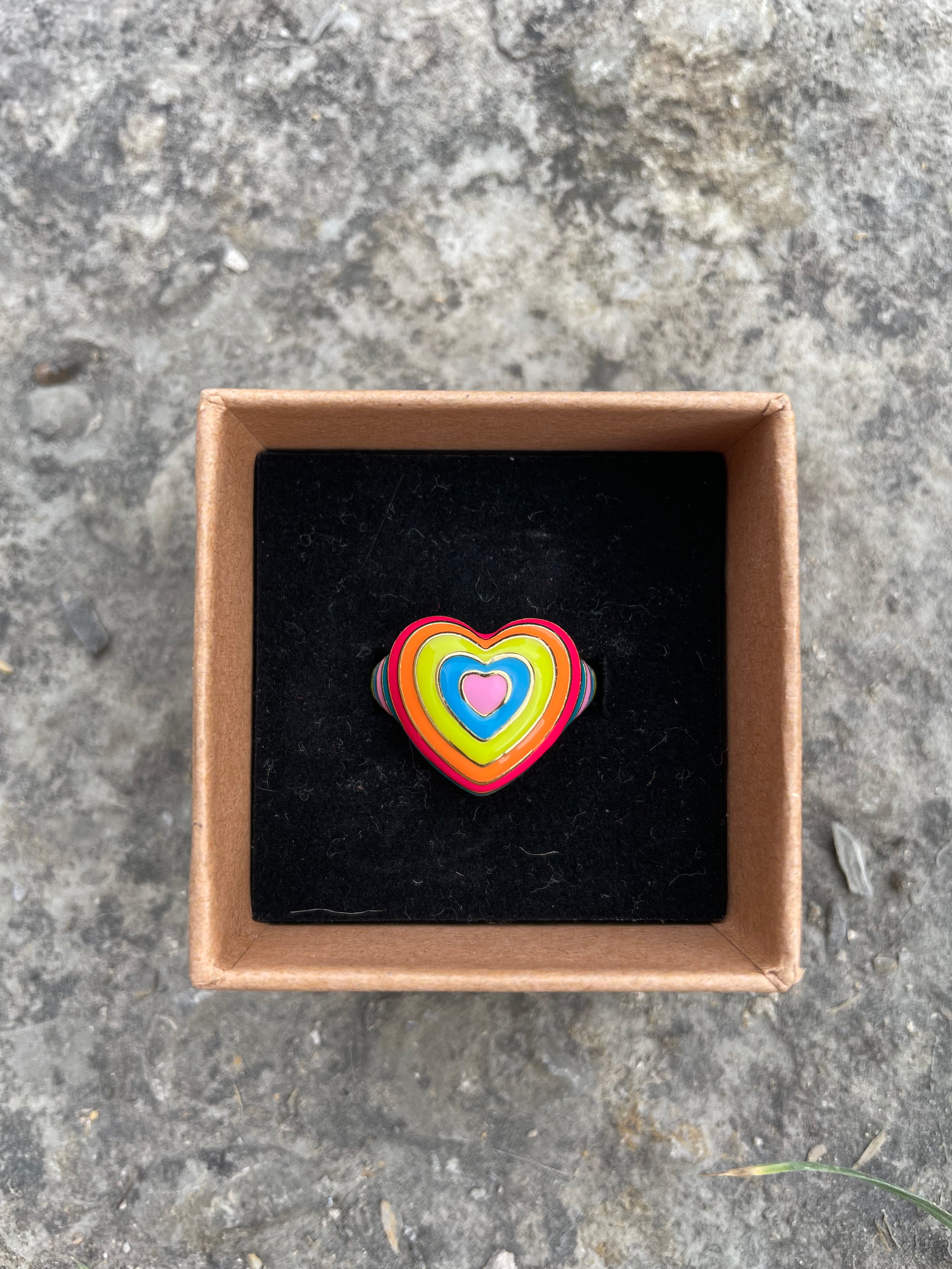 Rainbow Heart Ring – Circus Signs