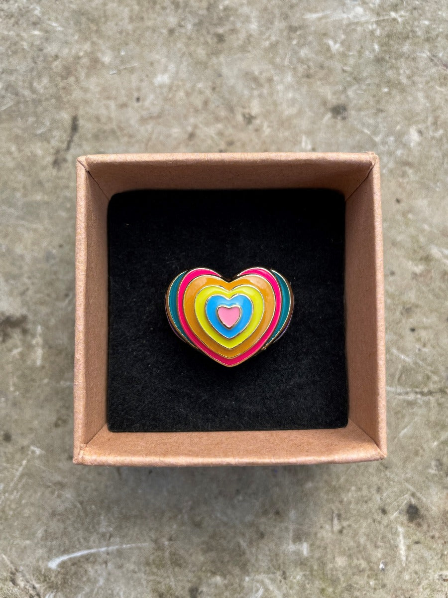 Rainbow Heart Ring – Circus Signs